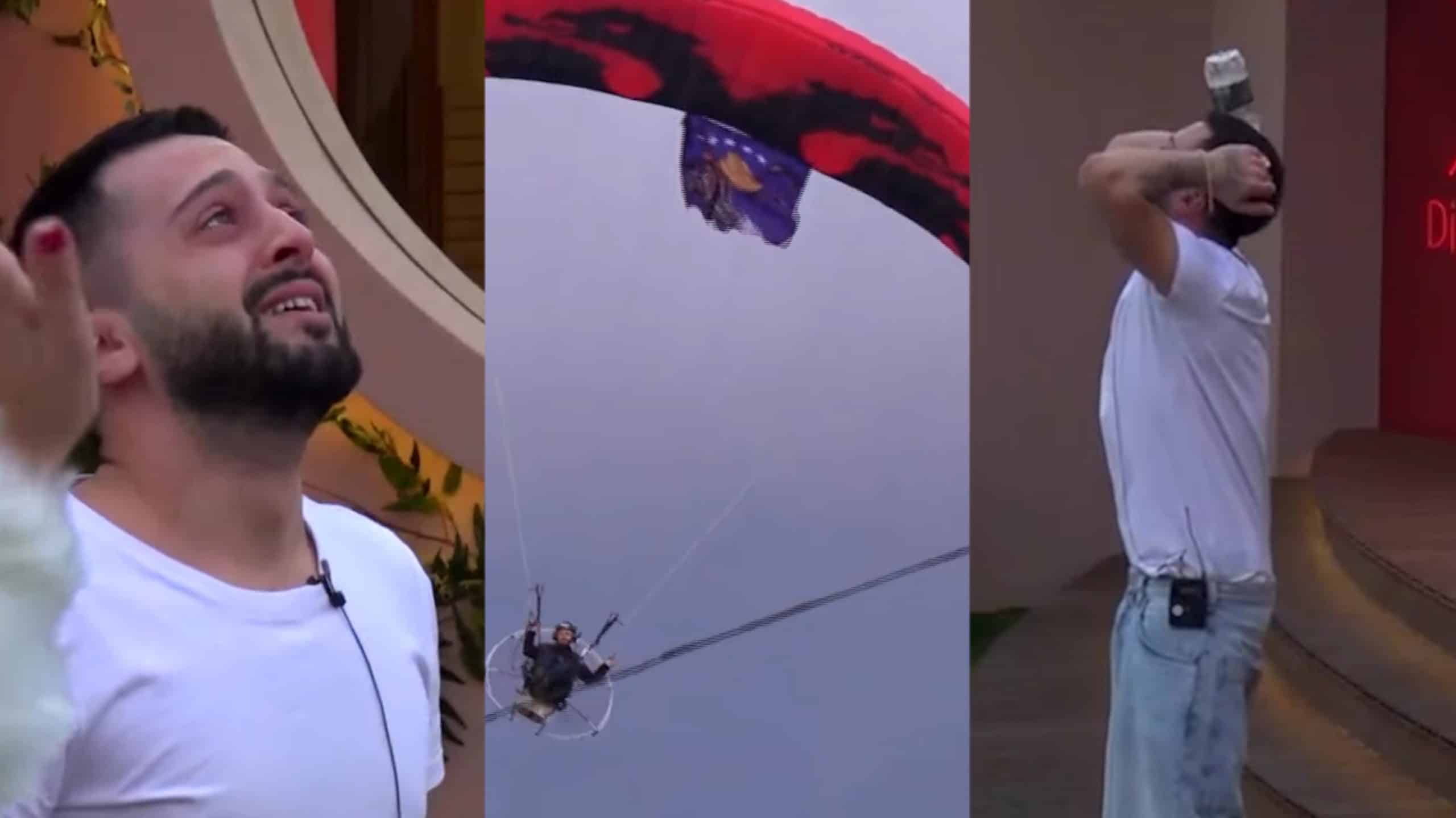 Shpërthen në lot Gjesti, mbërrijnë 3 parashuta me flamujt e Kosovës dhe ...