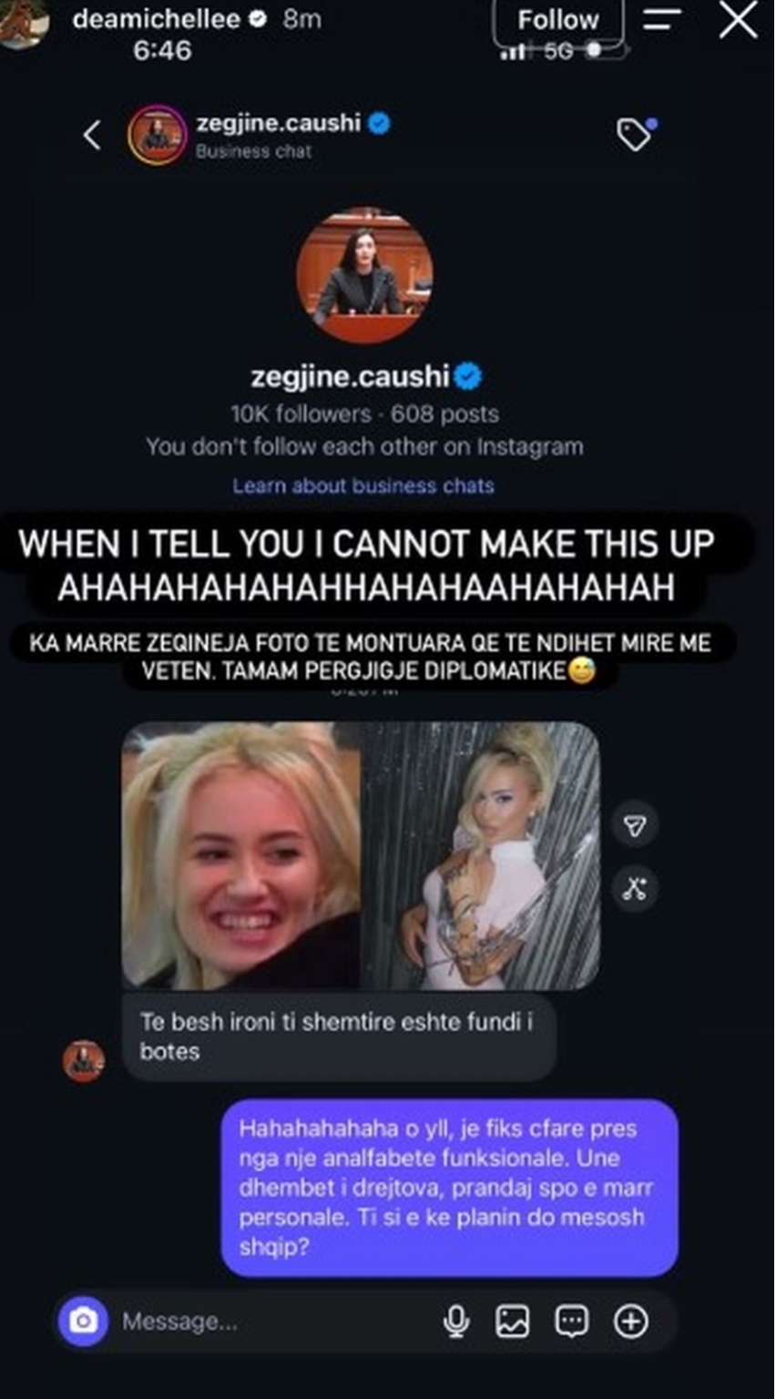 Dalin pamjet/ Përplasje e fortë mes Dea Mishel dhe Zeqine Caushit
